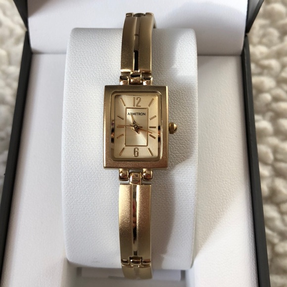 Armitron | Accessories | Classy Square Face Gold Tone Dainty Dress ...